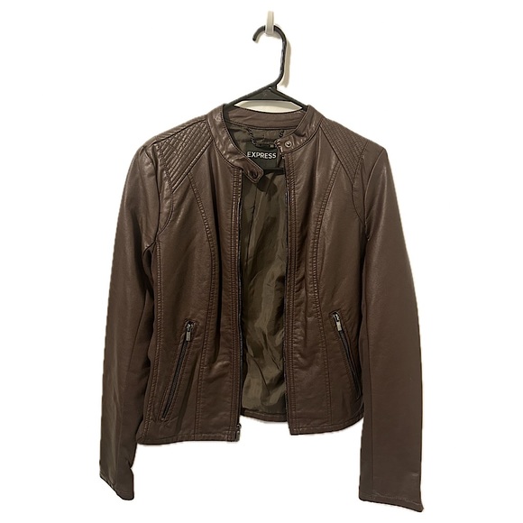 Express | Jackets & Coats | Express Chocolate Brown Leather Jacket ...